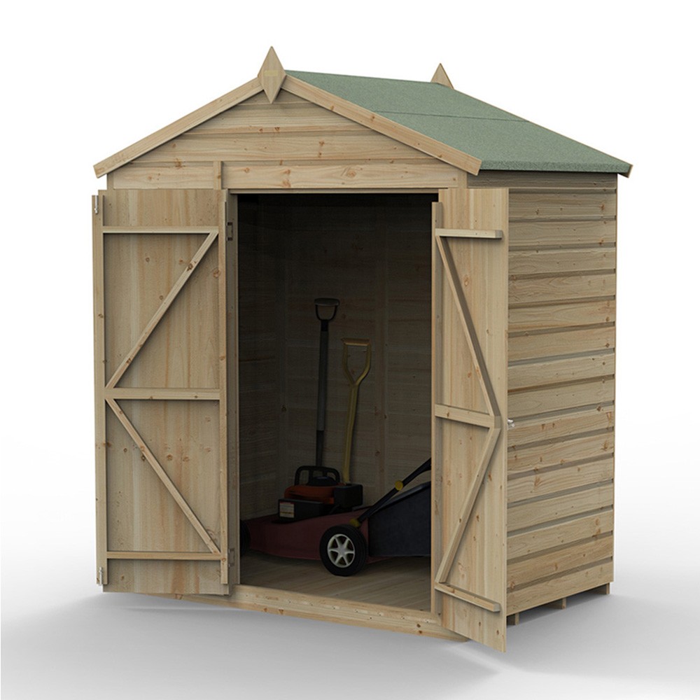 Forest Garden Beckwood No Windows Apex Shed with Double Door - 6ft x ...