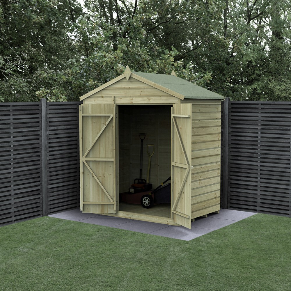 Forest Garden Beckwood No Windows Apex Shed with Double Door - 6ft x ...