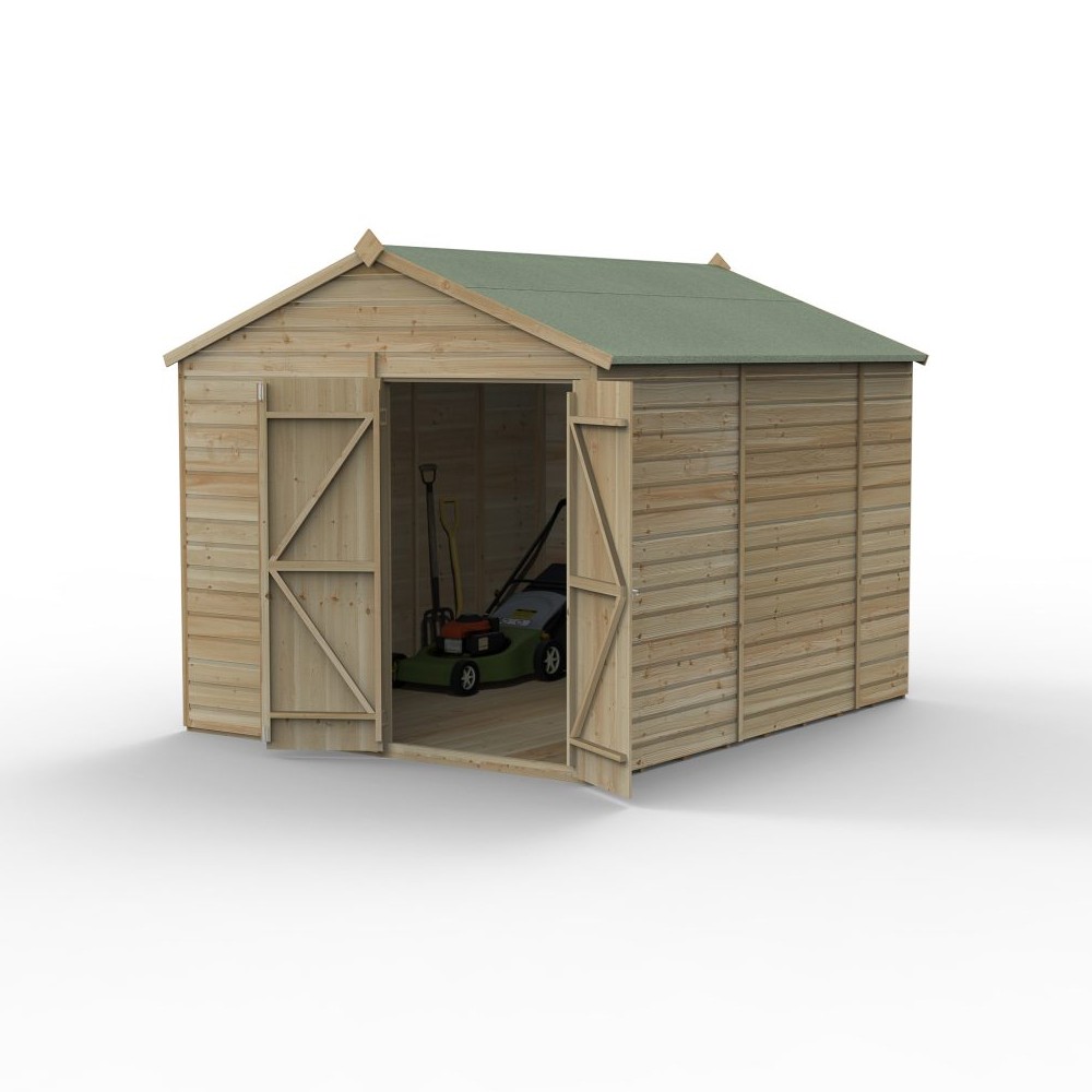 Forest Garden Beckwood No Windows Apex Shed with Double Door (Installed ...