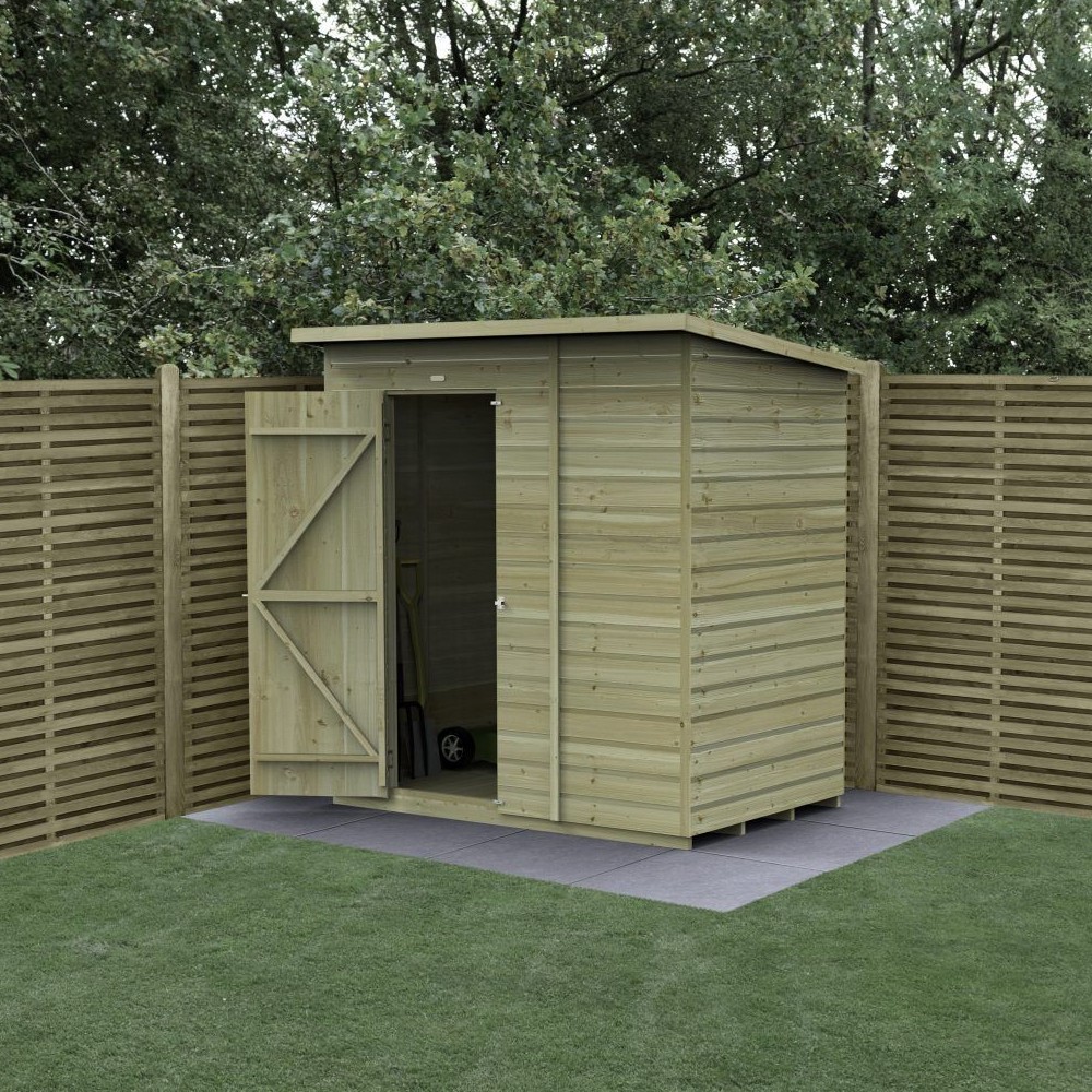 Forest Garden Beckwood No Windows Pent Shed with Single Door - 6ft x ...