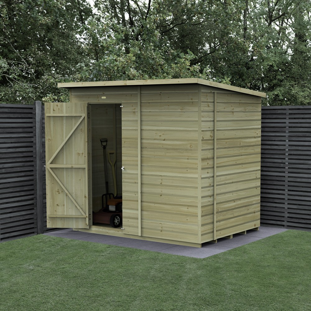 Forest Garden Beckwood No Windows Pent Shed with Single Door (Installed ...