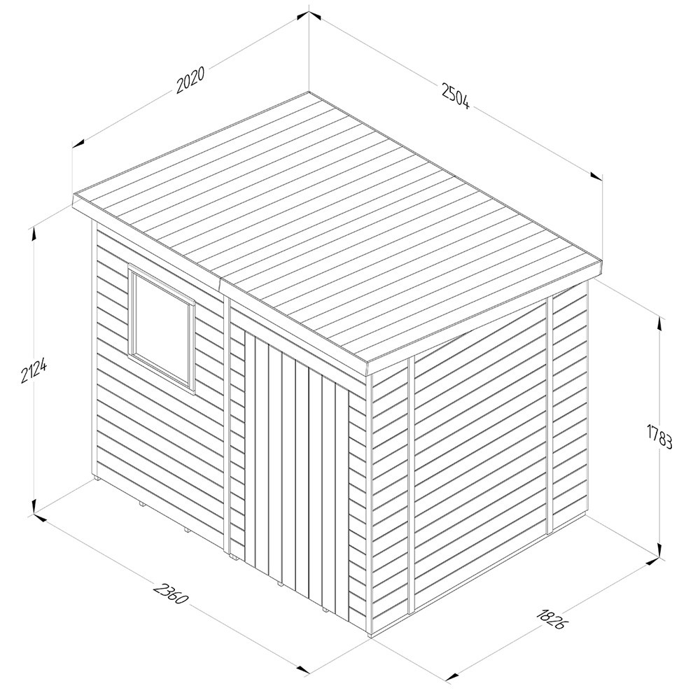 Forest Garden Timberdale 1 Window Pent Shed with Single Door (Installed ...