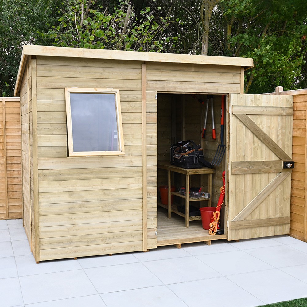 Forest Garden Timberdale 1 Window Pent Shed with Single Door (Installed ...
