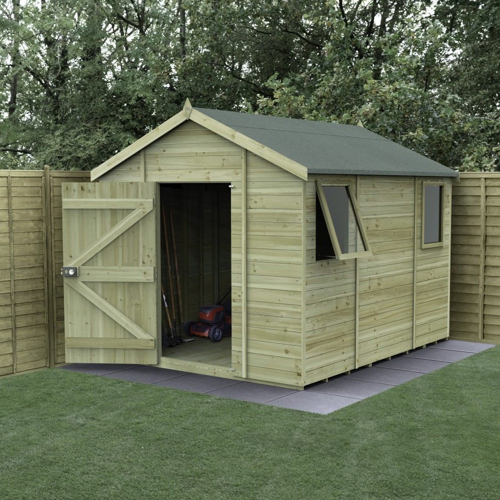 Forest Garden Timberdale 2 Windows Apex Shed with Single Door - 10ft x ...