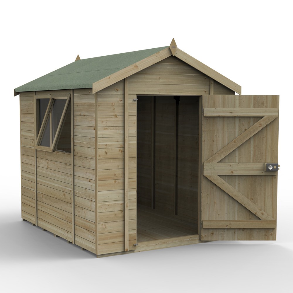 Forest Garden Timberdale 2 Windows Apex Shed with Single Door (Home ...