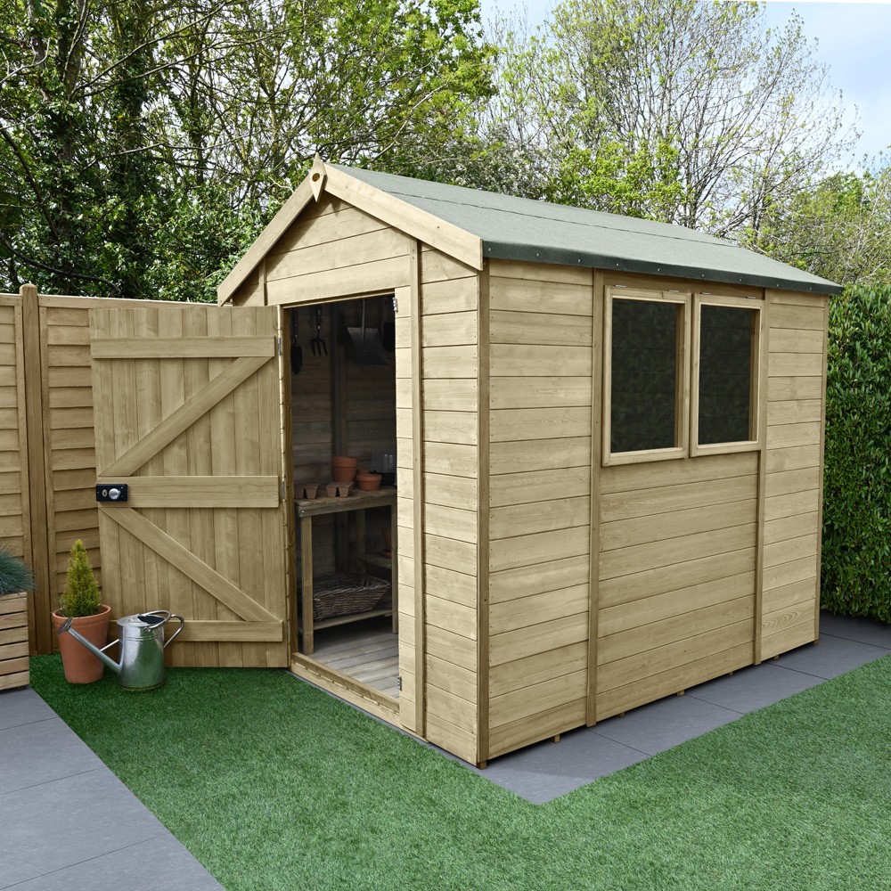 Forest Garden Timberdale 2 Windows Apex Shed with Single Door (Home ...
