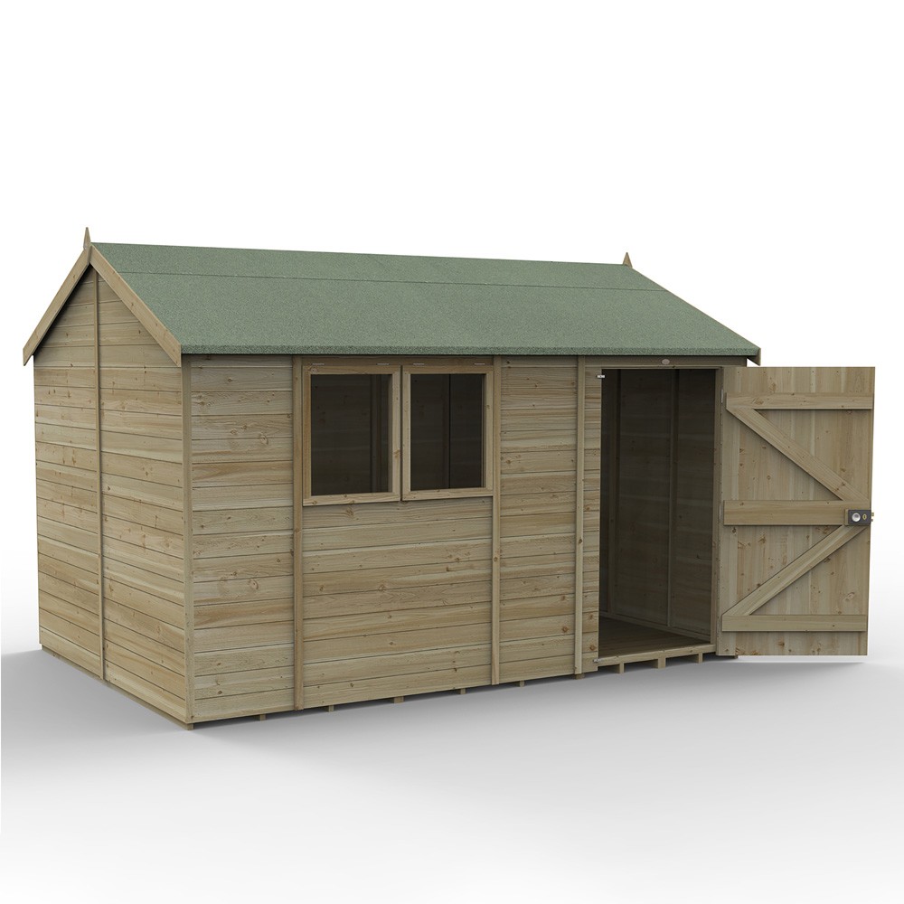 Forest Garden Timberdale 2 Windows Reverse Apex Shed with Single Door ...