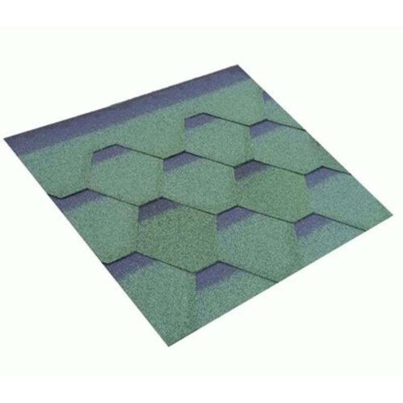 Hexagonal 3 Tab Roofing Bitumen Felt Shingles in Green - 2.42m2 Pack ...