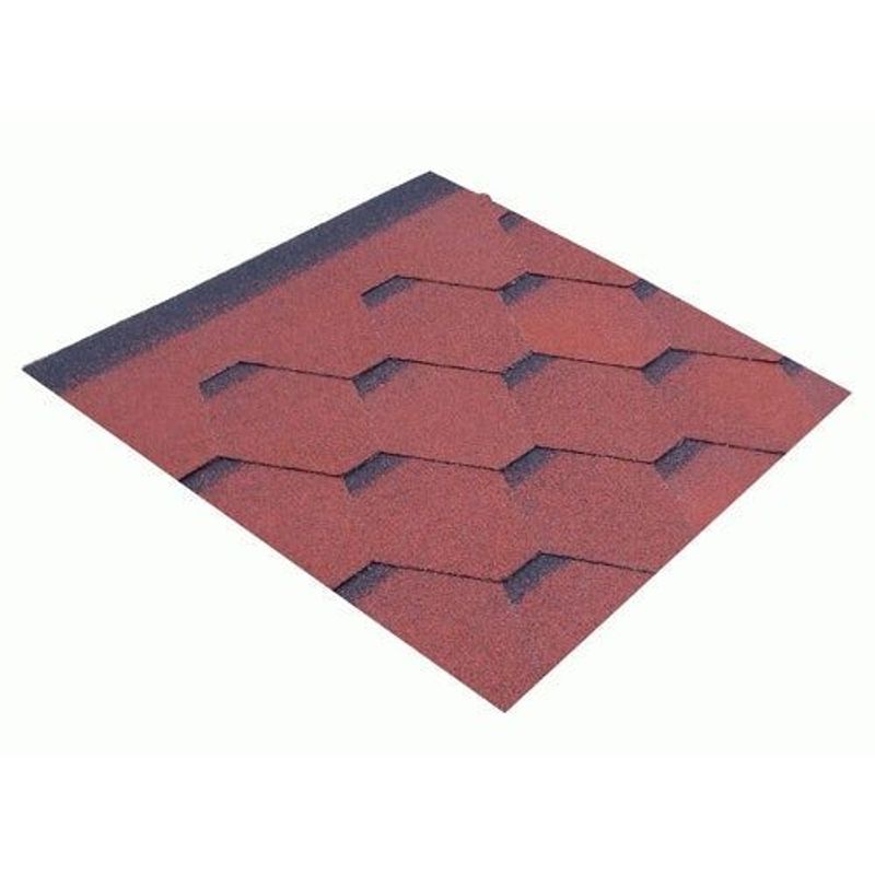 Hexagonal 3 Tab Roofing Bitumen Felt Shingles in Red - 2.42m2 Pack ...