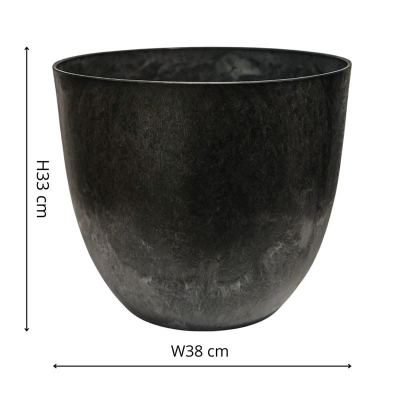 Bola Black Outdoor Artstone Plant Pot | Drainage Superstore®