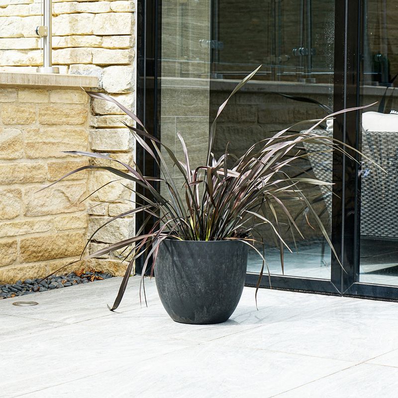 Bola Black Outdoor Artstone Plant Pot | Landscaping Superstore®