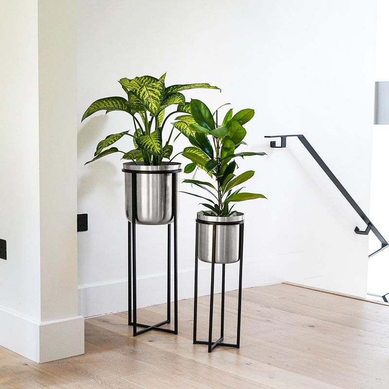 Calla Black & Pewter Indoor Metal Planter & Stand | Landscaping Superstore®