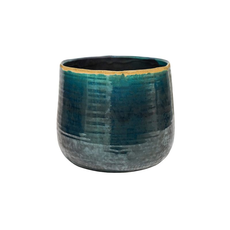Como Turquoise Indoor Ceramic Plant Pot - 210mm x 260mm | Drainage ...