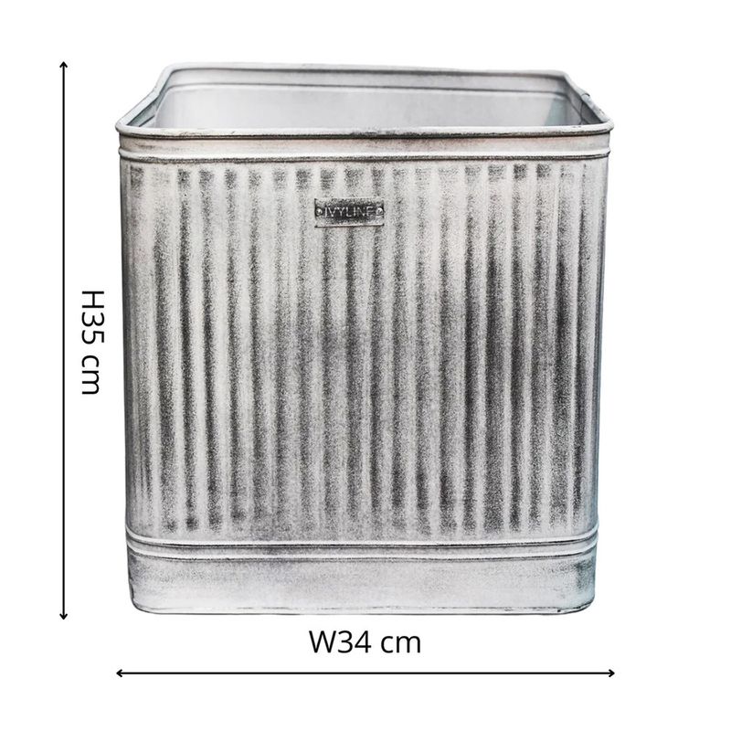 Hampton Galvanised Outdoor Square Metal Planter | Landscaping Superstore®