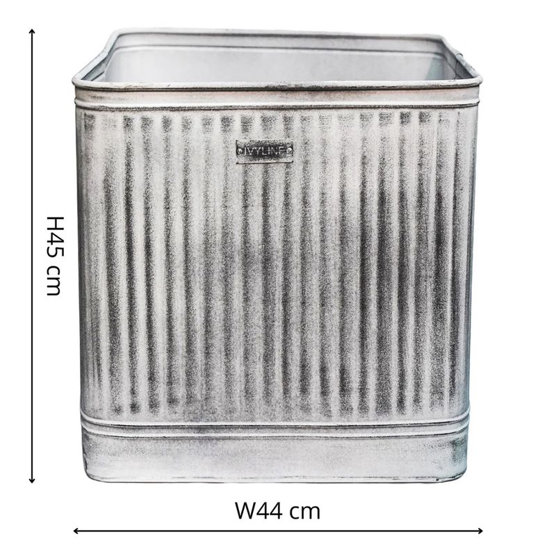 Hampton Galvanised Outdoor Square Metal Planter | Landscaping Superstore®
