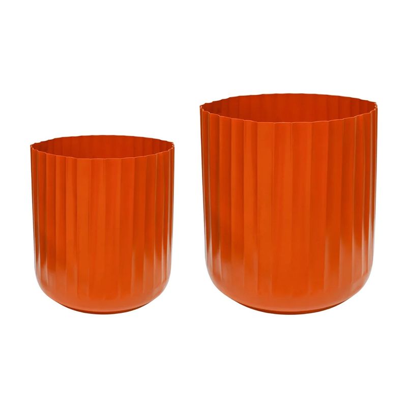 Hudson Orange Outdoor Corrugated Steel Planters - Set of 2 ...
