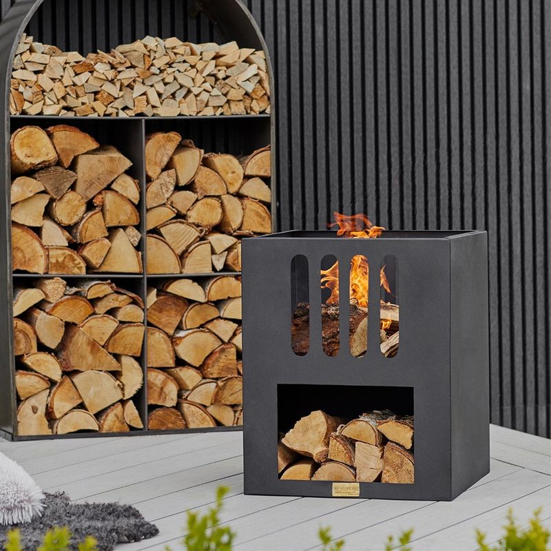 Libra Matt Black Outdoor Contemporary Fire Pit - 550mm x 450mm ...