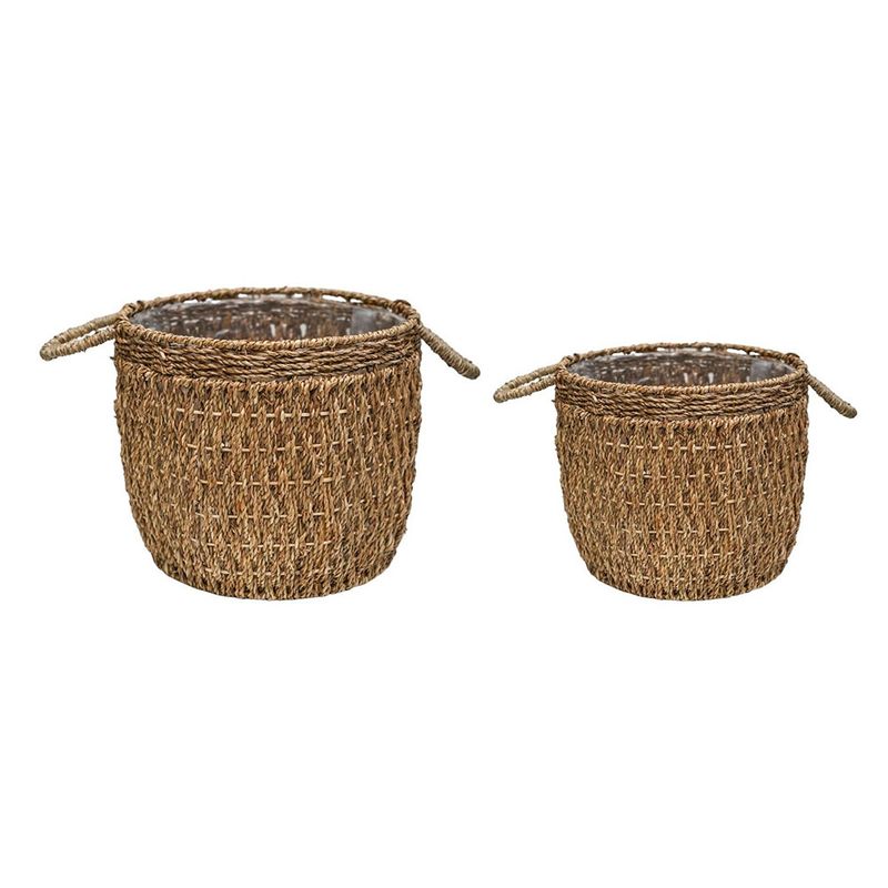 Indoor Natural Lined Seagrass Basket - Set of 2 | Drainage Superstore®