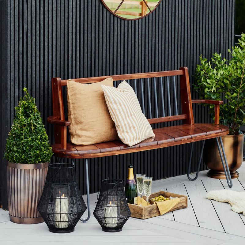 Portofino Black Outdoor Wirework Curve Lantern | Drainage Superstore®
