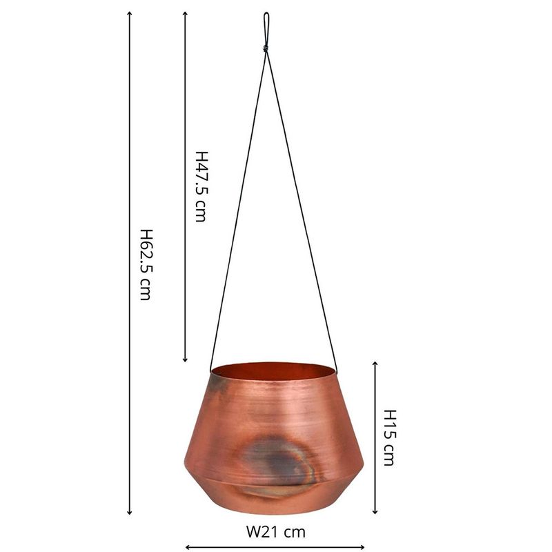 Soho Indoor Aged Copper Hanging Planter with Leather Strap - 1500mm x ...