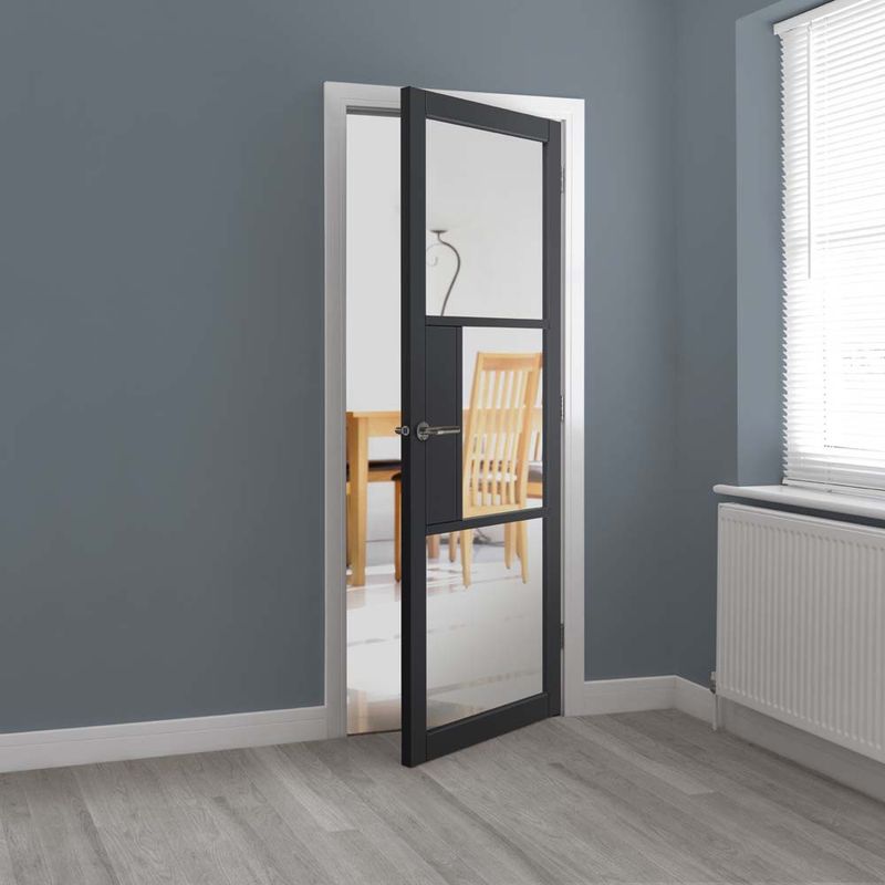JB Kind Cosmo Graphite Grey Fully Finished Clear Glass Internal Door ...