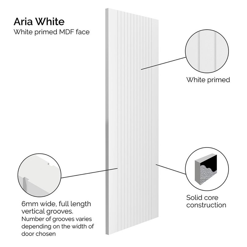 JB Kind Aria Fluted White Primed Oak Internal Door | Door Superstore®