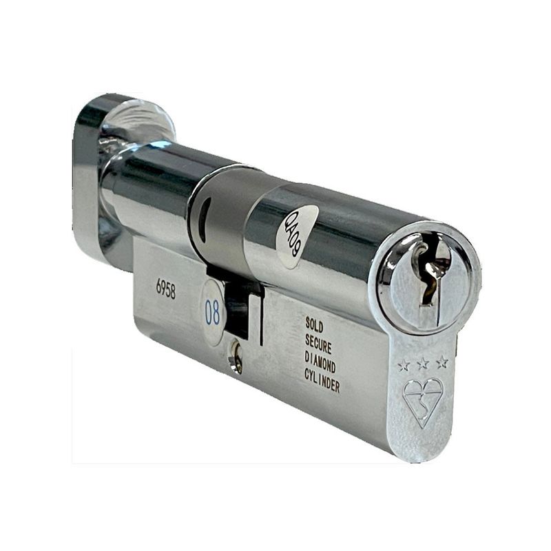 UAP Kinetica 3-Star Kitemarked Polished Chrome Thumbturn Euro Cylinder ...