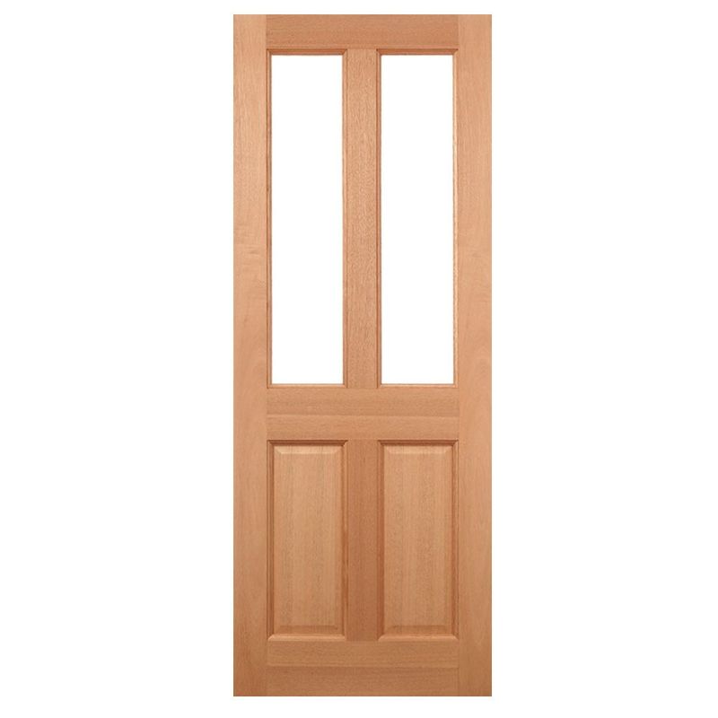 LPD Malton Hardwood Unfinished 2 Light Clear Glass External Front Door ...
