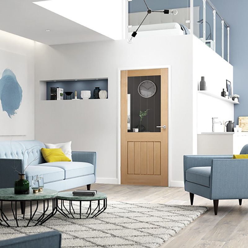 LPD Mexicano Unfinished Oak Half Light Clear Glass Internal FD30 Fire ...