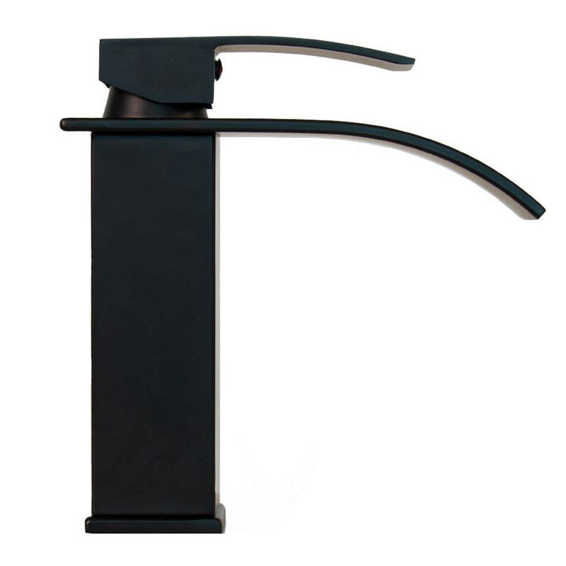 Matt Black Square Low Mixer Tap with Curved Waterfall Spout - 180mm ...