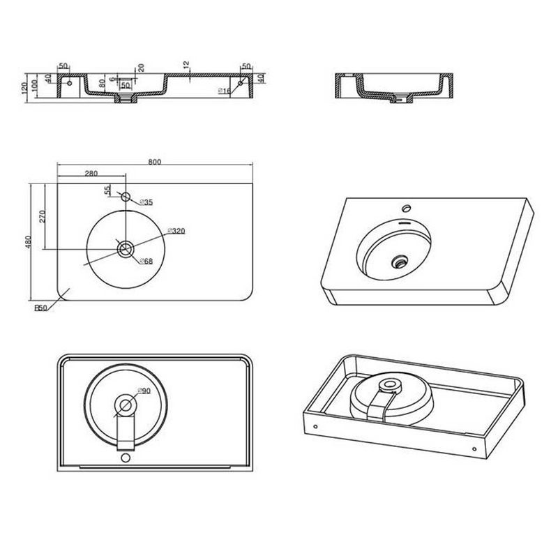 Maze White Stone Resin Large Rectangular Basin | Plumbing Superstore®