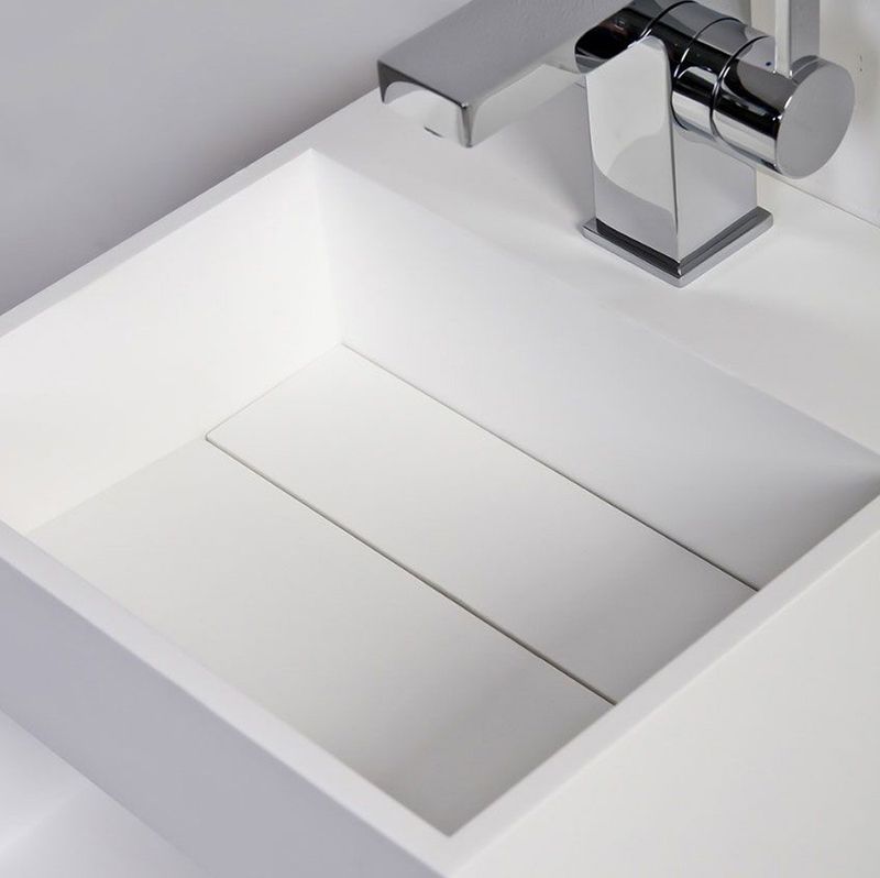 Mexa White Stone Resin Large Square Basin With Storage Shelf | Plumbing ...