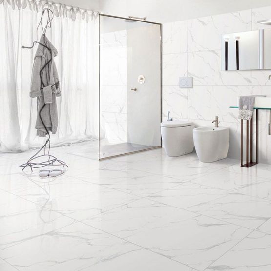 White Matt Marble Effect Porcelain Tile 600mm X 1200mm Tile Superstore®