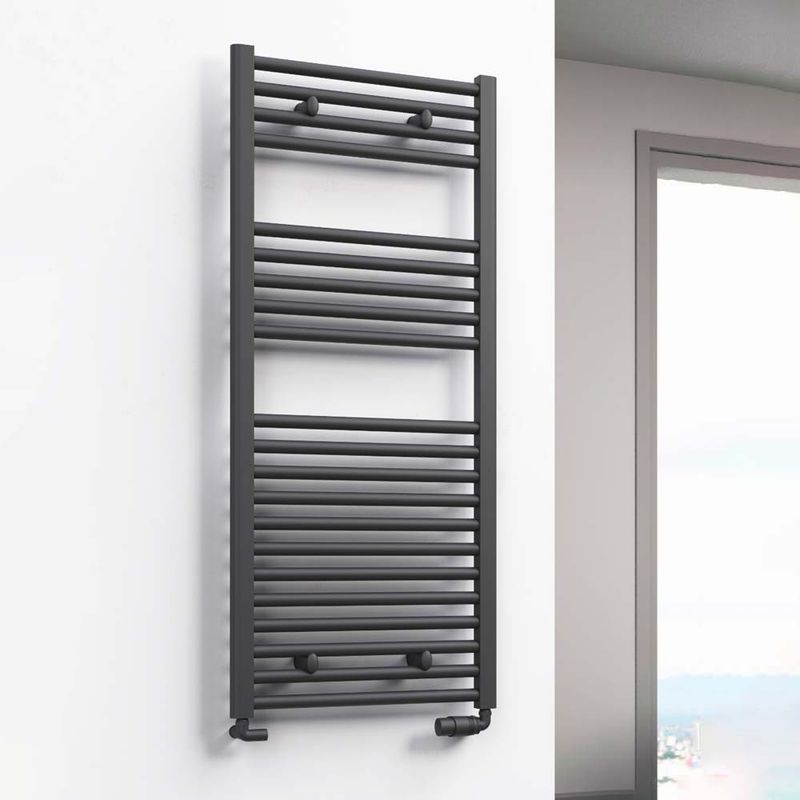 Reina Diva Flat Anthracite Heated Towel Rail | Plumbing Superstore®