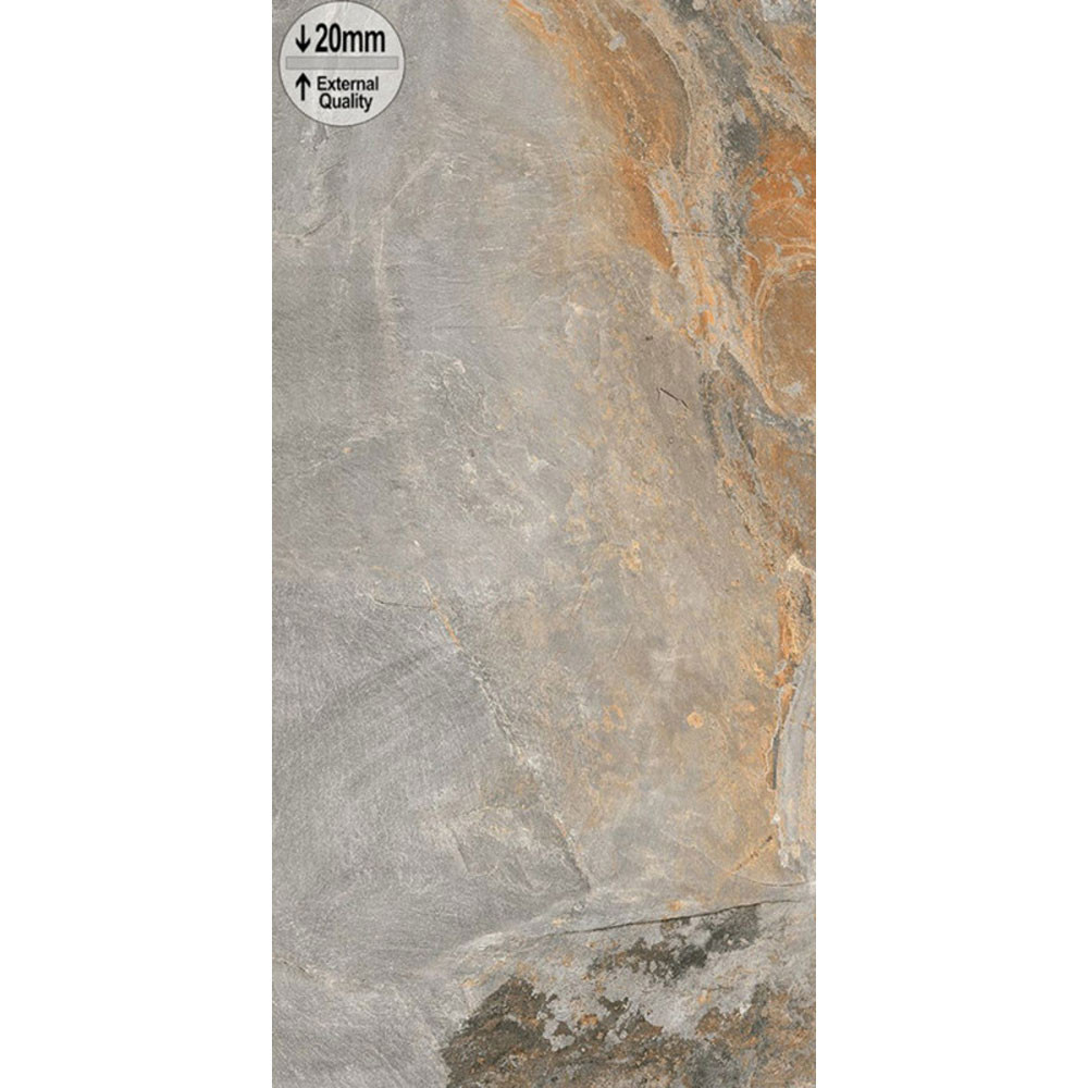 Riviera Rustic Slate Effect Outdoor Porcelain Tile - 1200mm x 600mm ...
