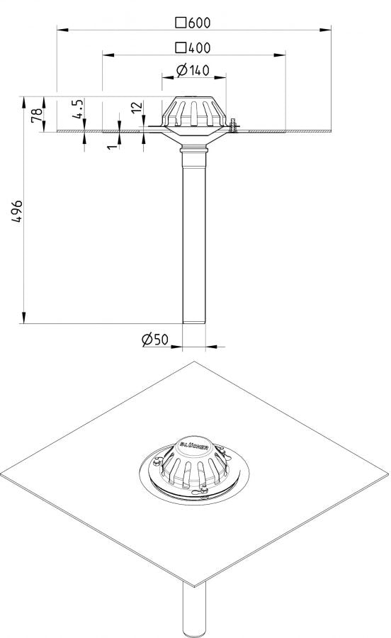 Roof Drain Vertical Gravity Outlet With Mounted Bitumen Collar 50mm ...