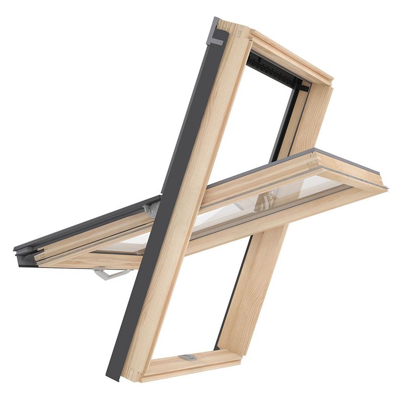 RoofLITE+ Solid Pine Centre Pivot Roof Window - 78cm x 98cm | Roofing ...