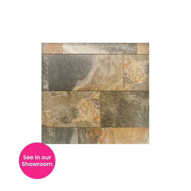 Rustic Slate Effect Riven Multicolour Porcelain Wall & Floor Tile ...
