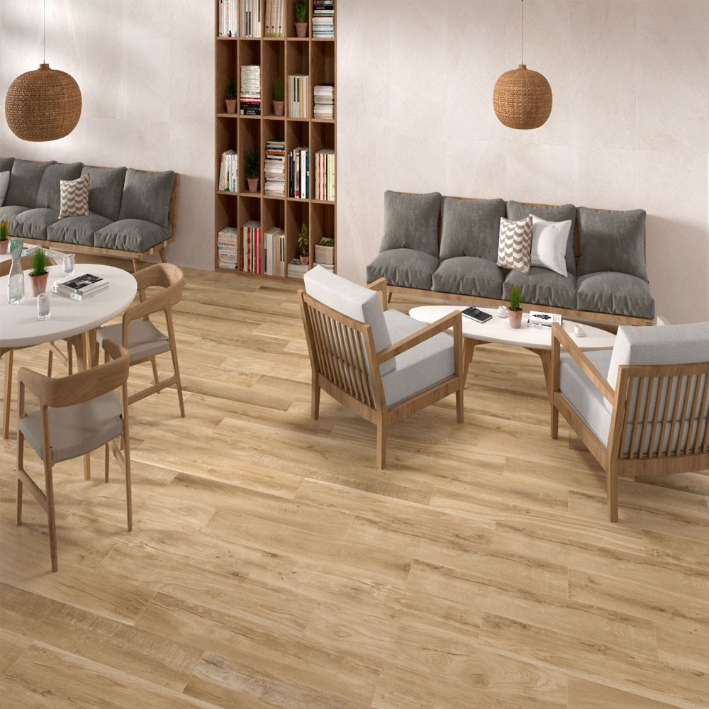 Saxon Roble Oak Wood Effect Porcelain Floor Tile - 1200mm x 200mm ...