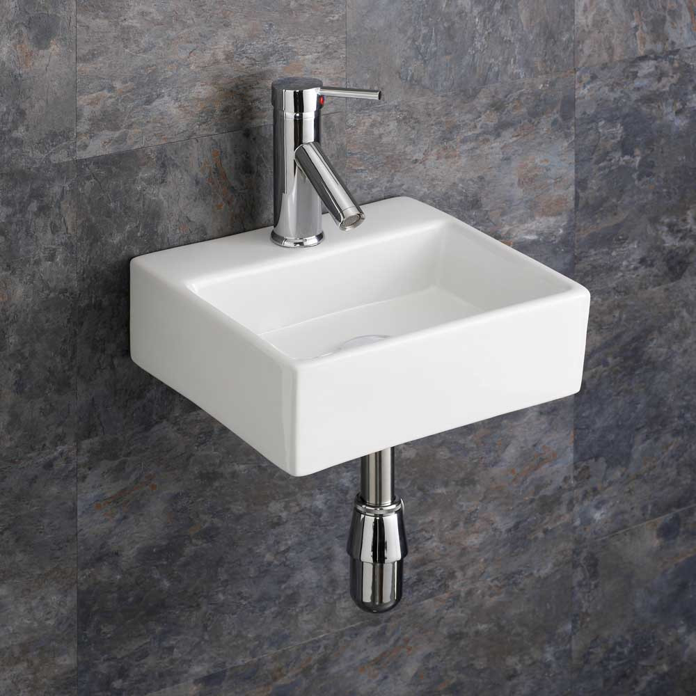 Salerno 330mm x 290mm White Ceramic Small Rectangular Basin Plumbing Superstore