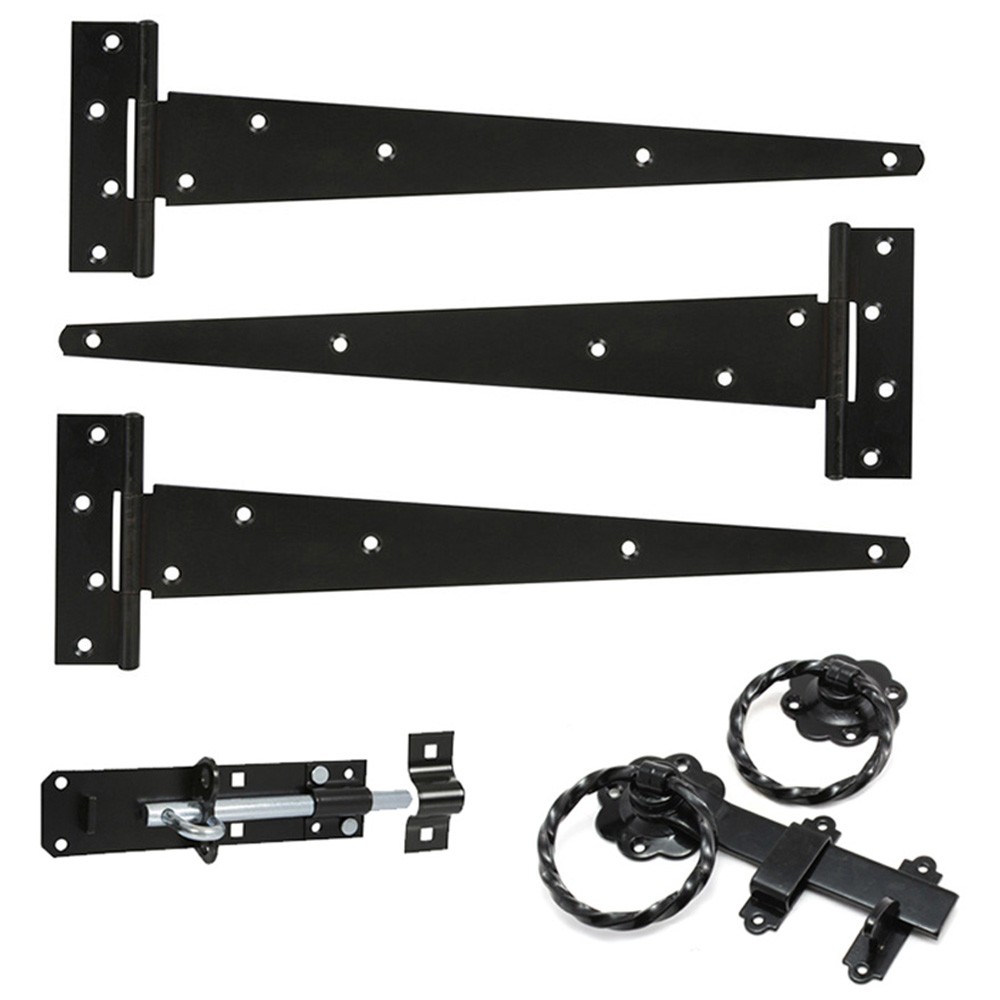 SpiraBrass Twist 10 inch Ring Gate Ironmongery Kit - Black | Door ...