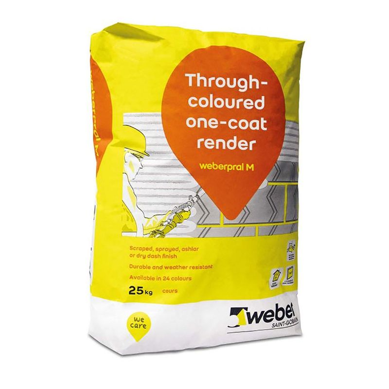 Saint Gobain Weberpral M Through-Coloured One Coat Render 25kg - Chalk ...