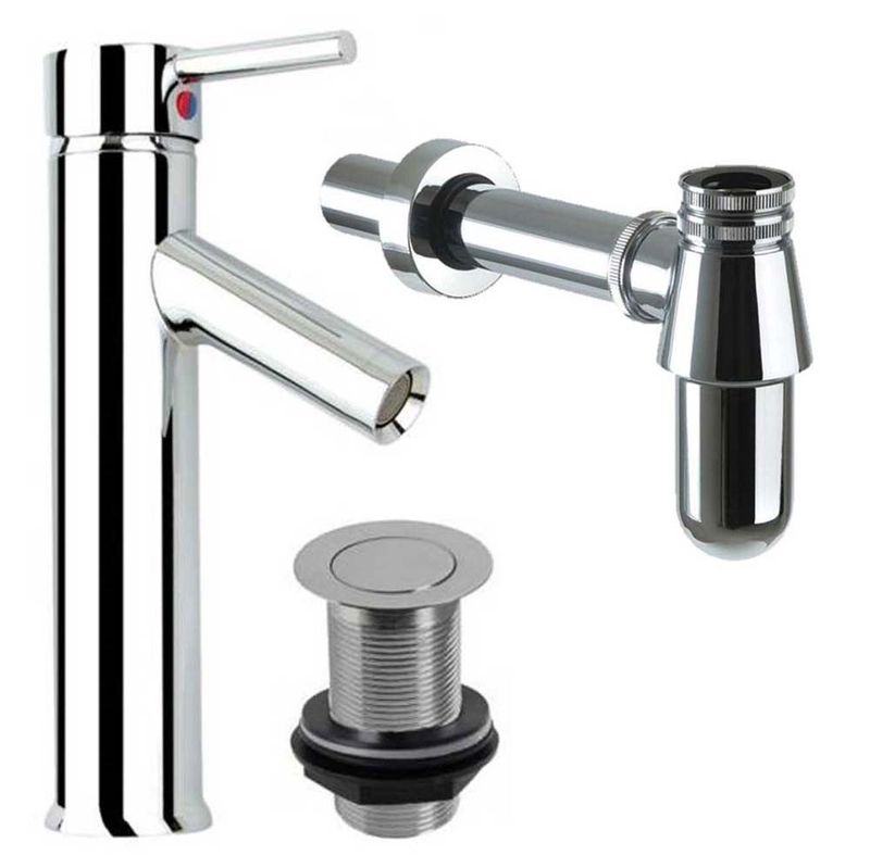 Tall Chrome Tap with Unslotted Waste & Bottle Trap | Plumbing Superstore®