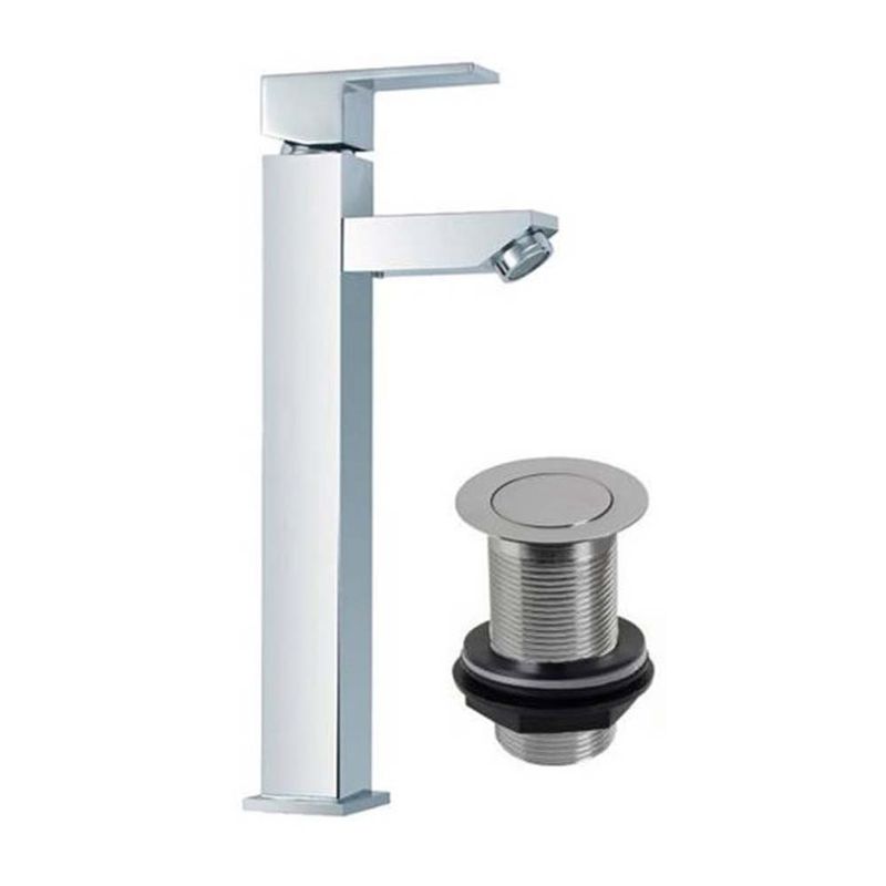 Tall Square Chrome Tap with Unslotted Waste | Plumbing Superstore®