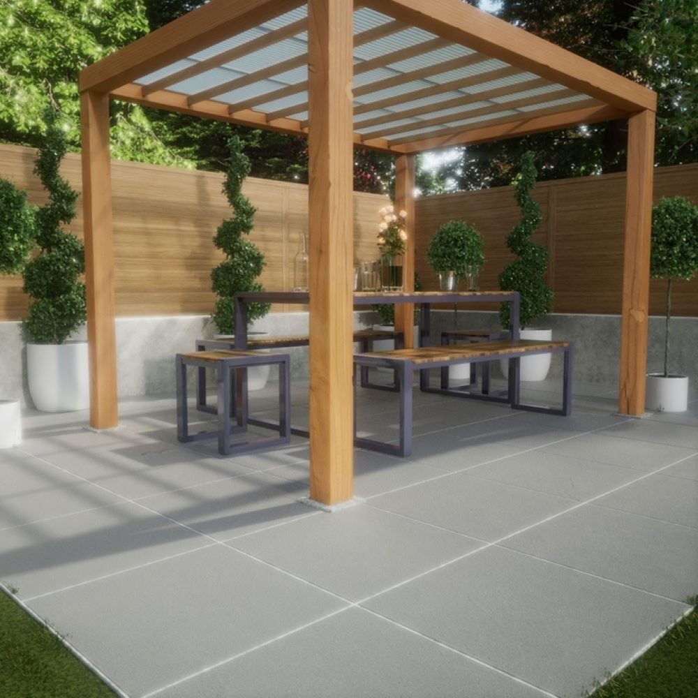 Techstone Grey 20mm External Porcelain Floor Tile - 595mm x 595mm ...