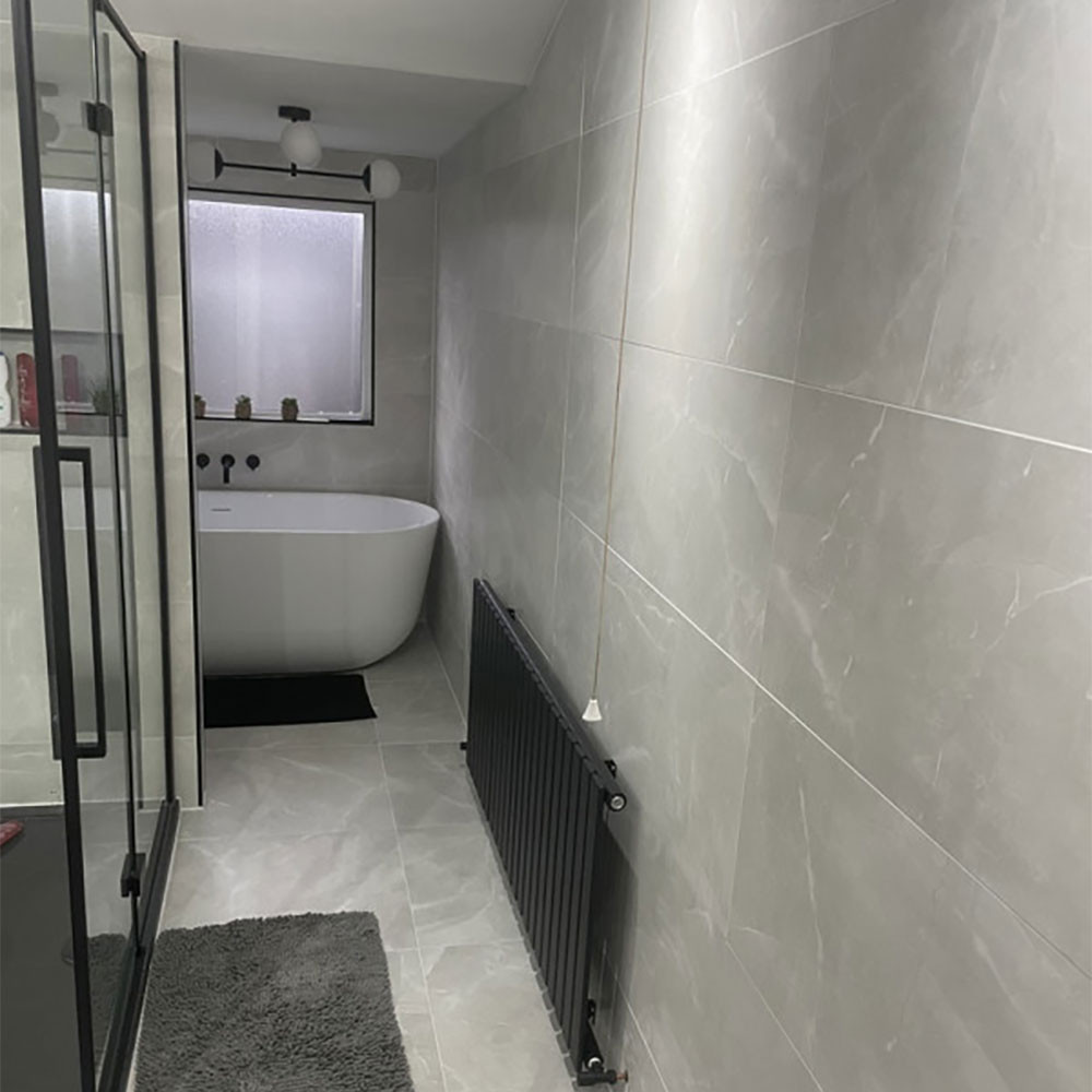 Tundra Grey Matt Marble Effect Ceramic Wall Tile - 400mm x 1200mm ...