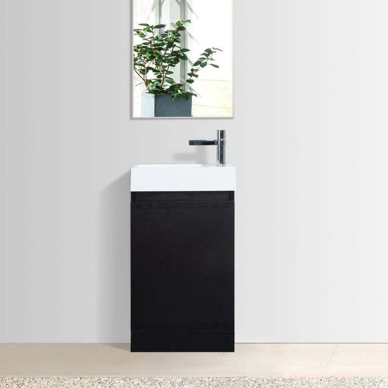 Tusa Narrow Black Vanity & Basin with Stainless Steel Mixer Tap ...