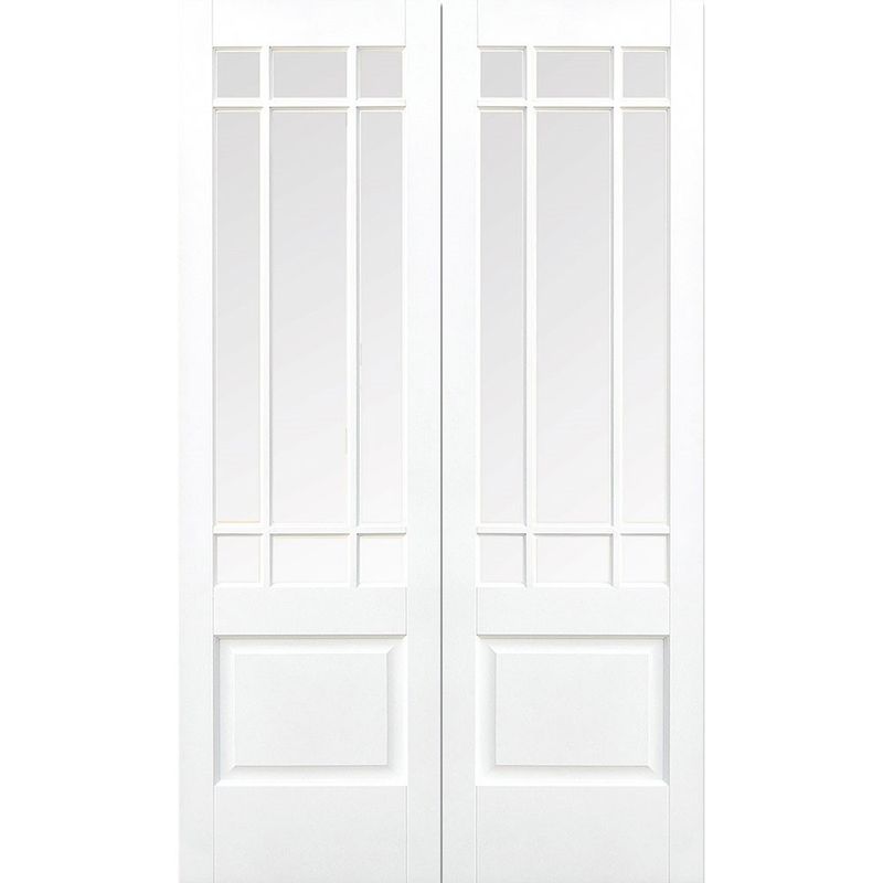 LPD Downham White Primed Clear Glass Internal Door Pair - 1981mm x ...