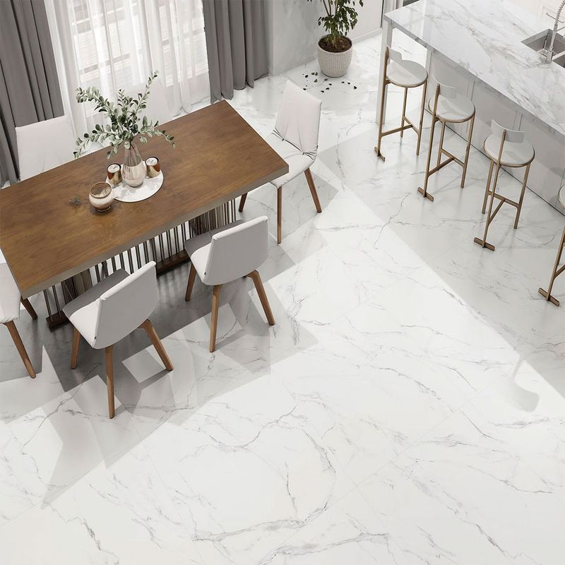 White Matt Marble Effect Porcelain Wall And Floor Tile 1200mm X 1200mm