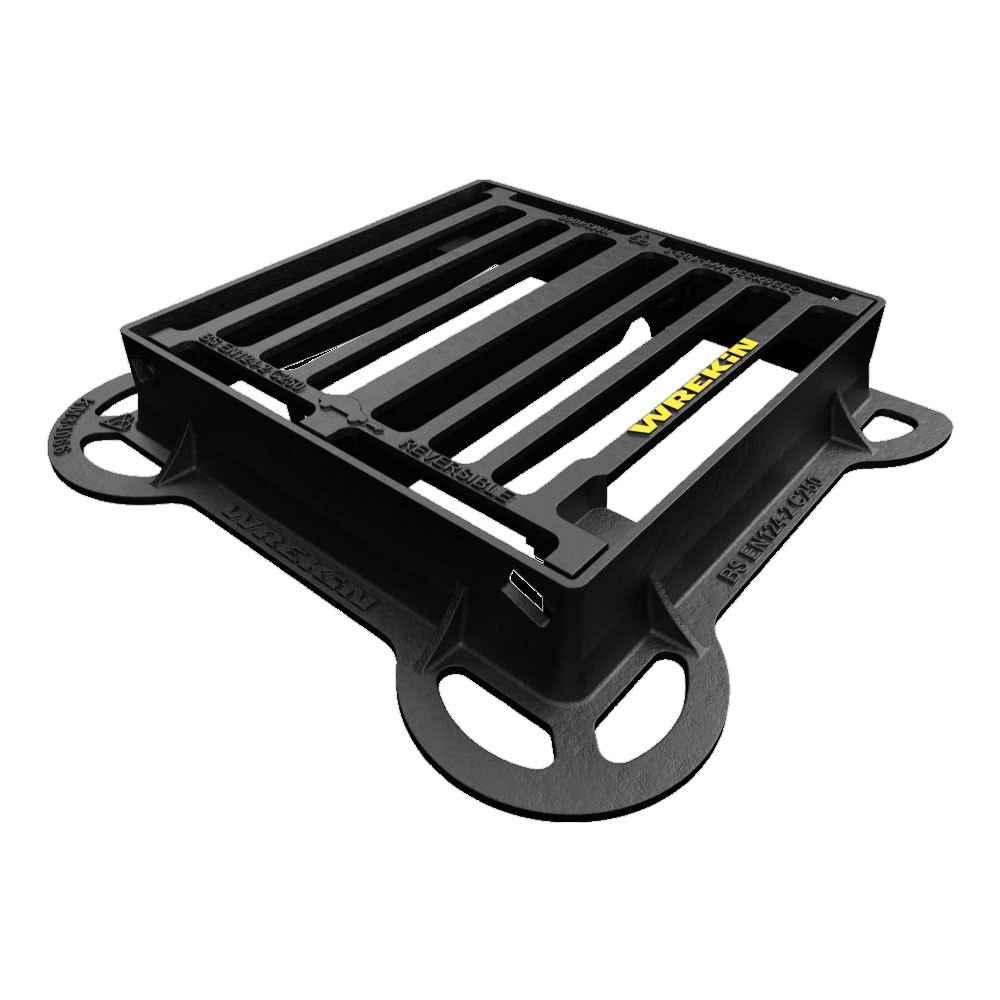WREKIN Tristar C250 3-Flange Ductile Iron Gully Grate - 335mm x 330mm x ...